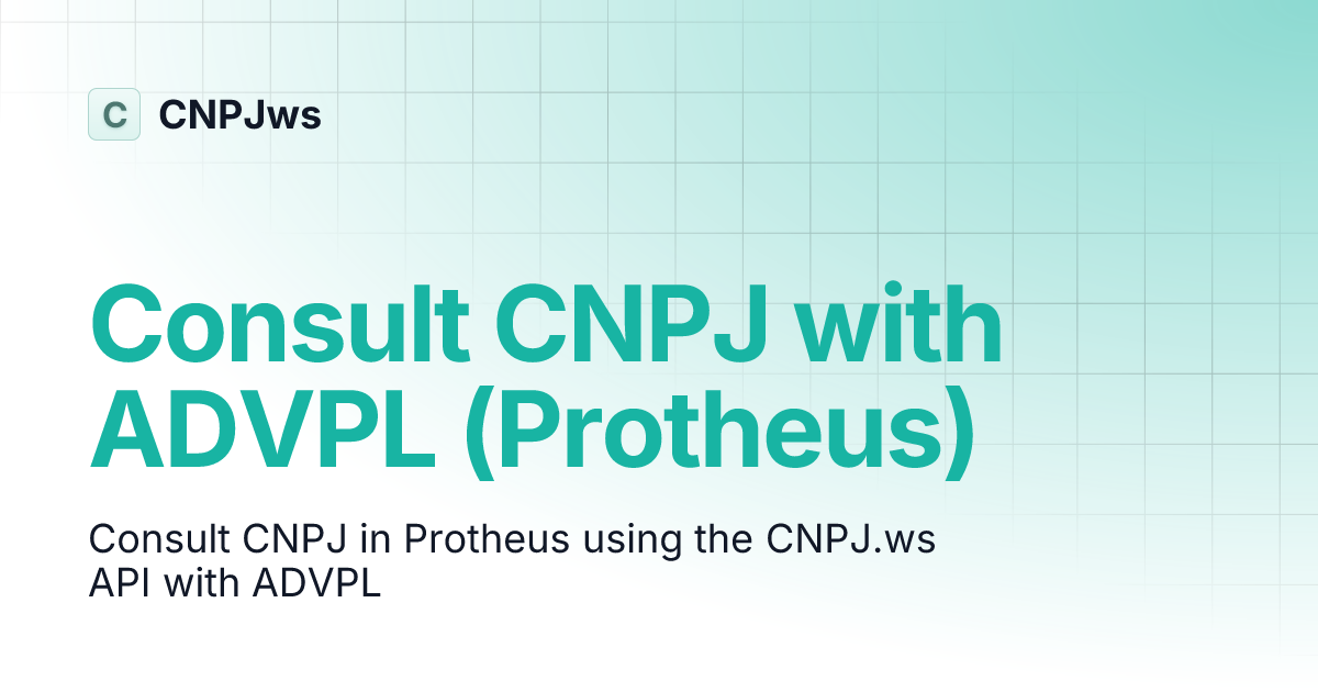 Consult CNPJ with ADVPL (Protheus) | English | CNPJws
