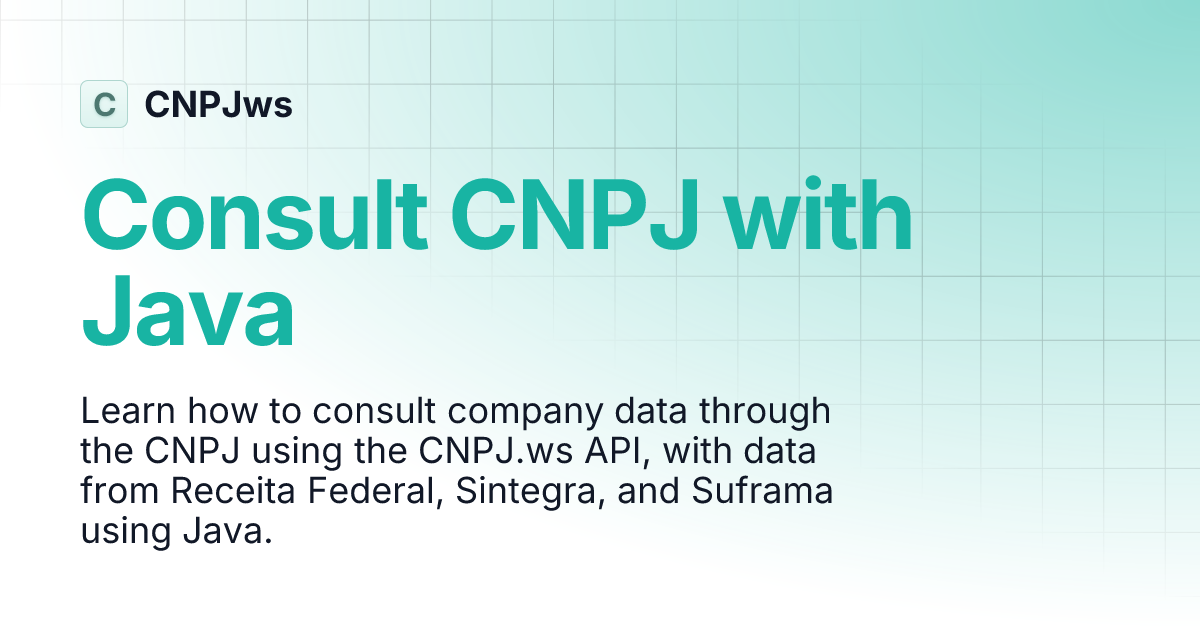 Consult CNPJ with Java | English | CNPJws