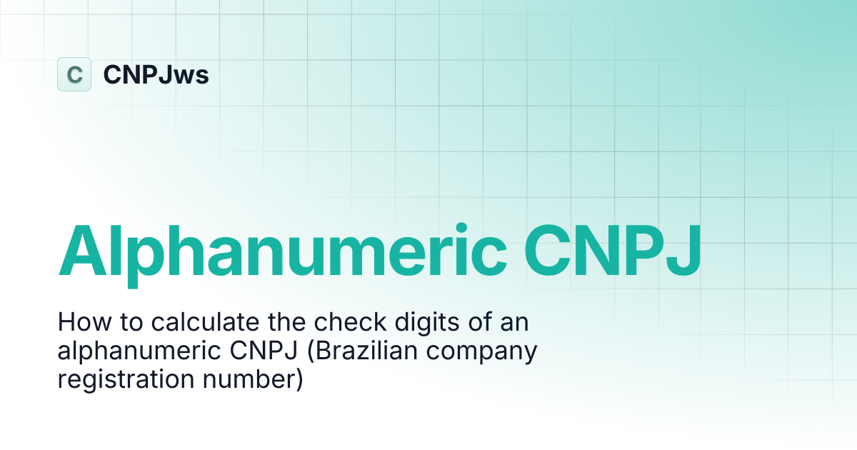 Alphanumeric CNPJ | English | CNPJws